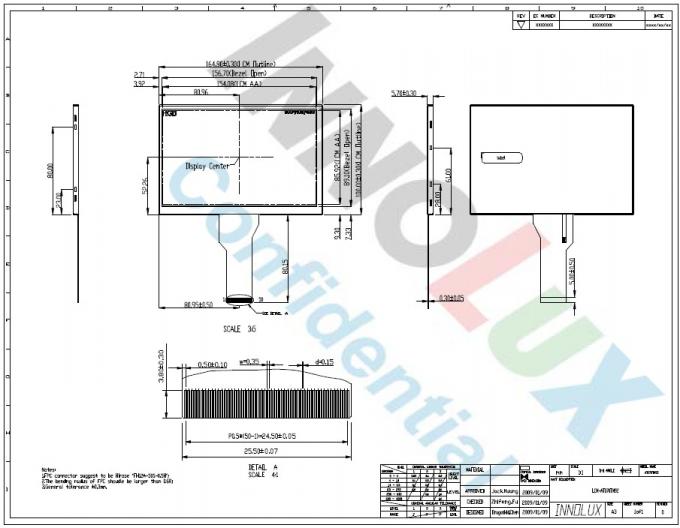 400cd/M2 7 Inch 800x480 TFT LCD Displays With 24 Bit RGB Interface