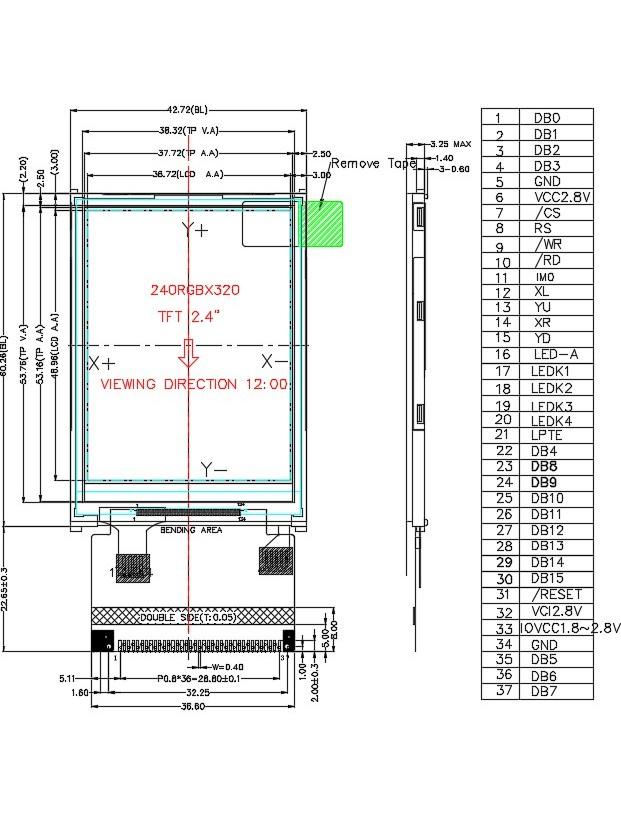 2.4 Inch 8080 MCU Interface TFT LCD Displays With ST7789 Driver