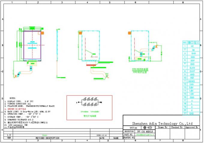 St7701s IC 480x800 Dots TFT LCD Display Module With Mipi Dsi Interface